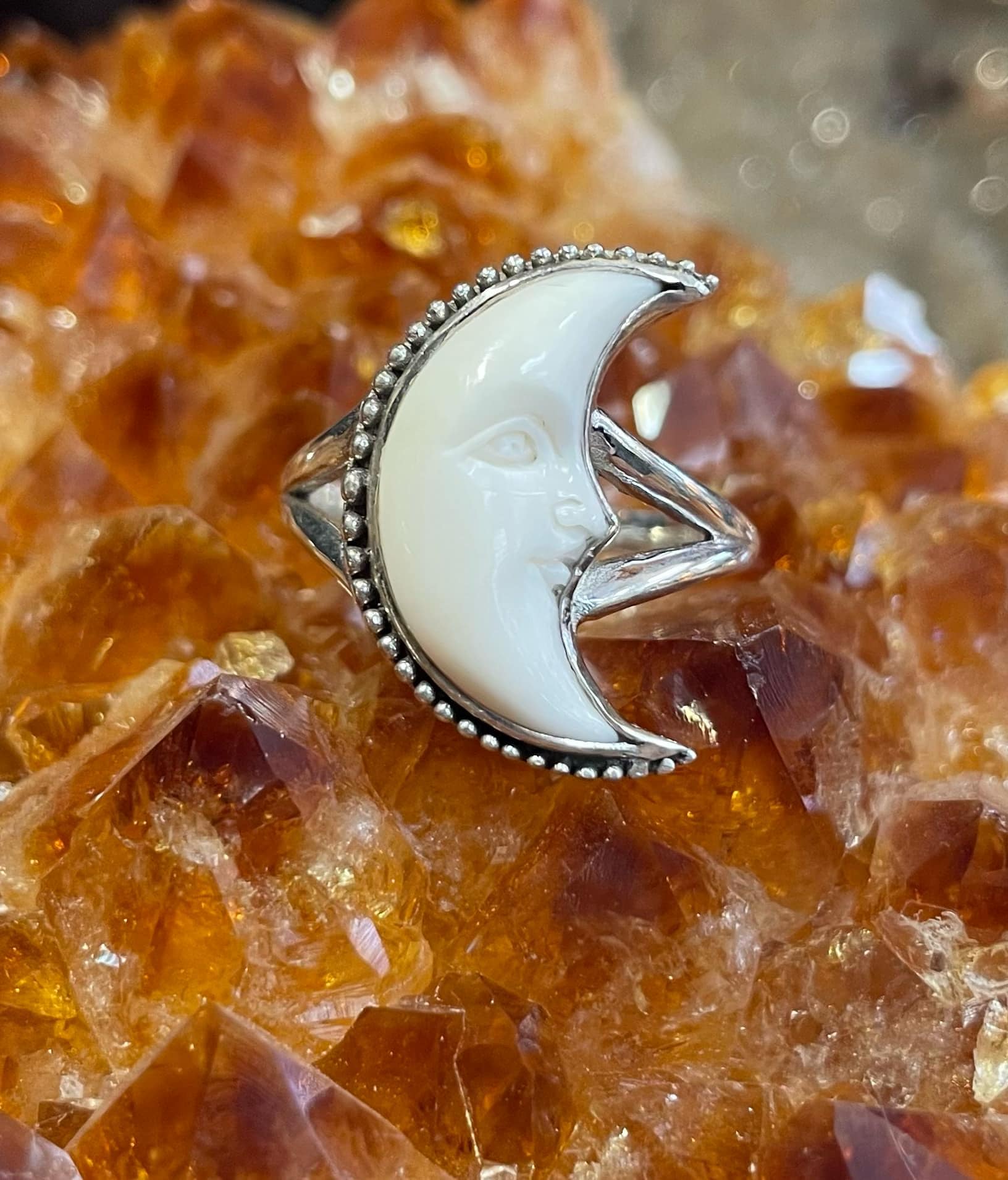Goddess Designs/detailed Crescent Moon Ring - Etsy