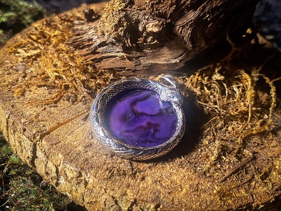 Goddess Designs / Detailed Ouroboros Snake With Purple Abalone - Etsy