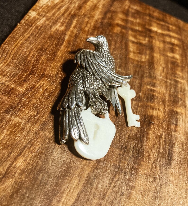 Goddess Designs / Detailed Raven With Bone Lock and Key to - Etsy