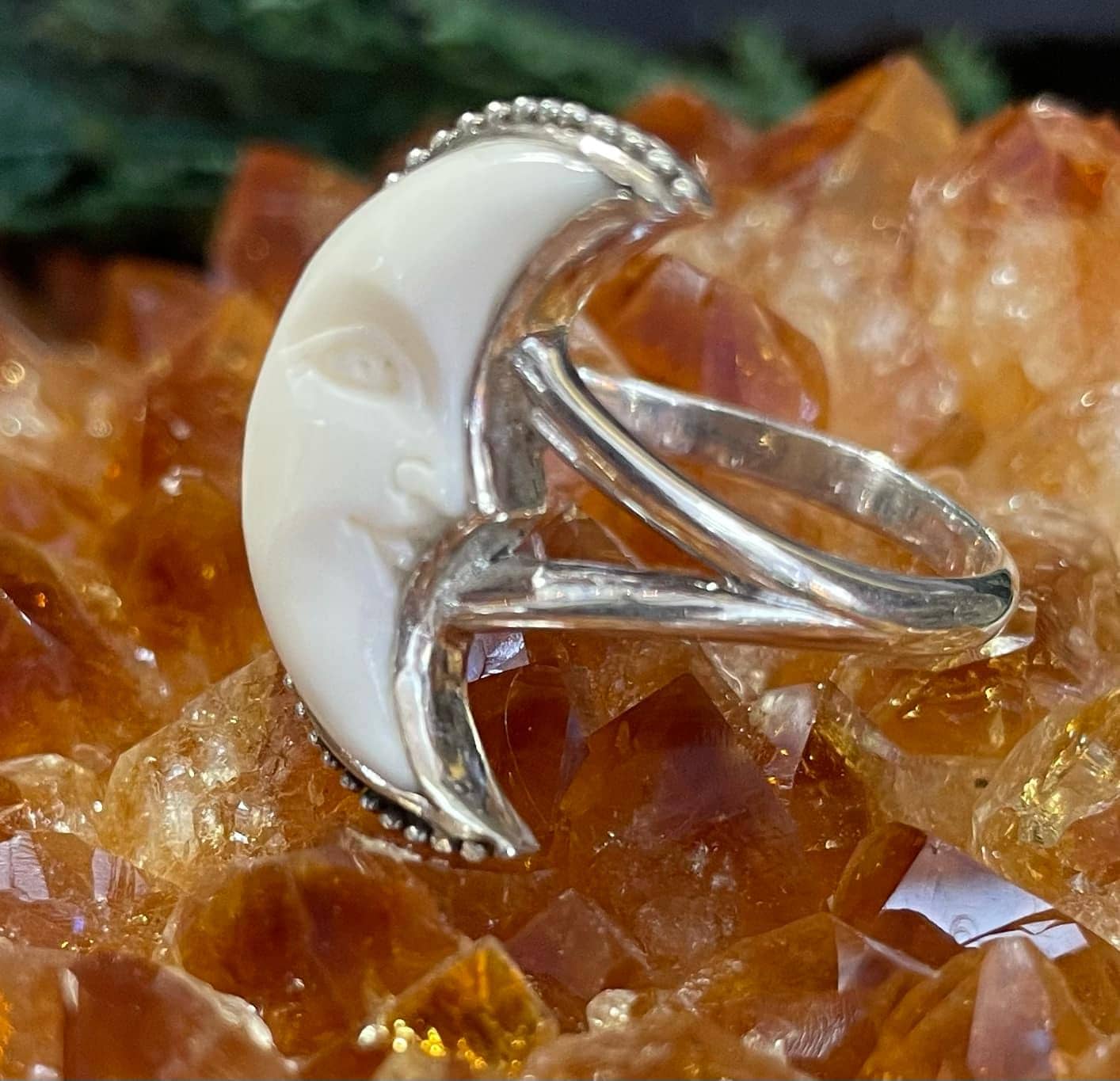 Goddess Designs/detailed Crescent Moon Ring - Etsy