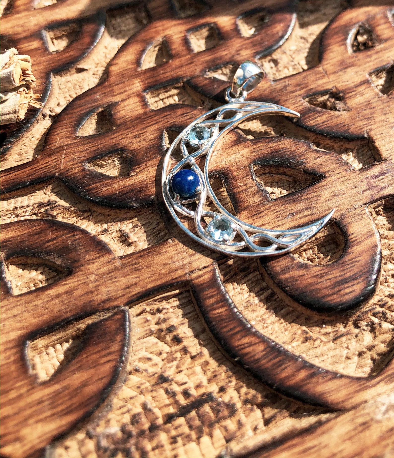 Goddess Designs / Detailed Celtic Crescent Moon Lapis and | Etsy