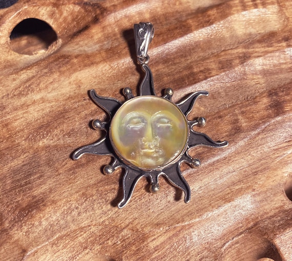 Mother of Pearl Sun Sterling Silver Pendant | Etsy