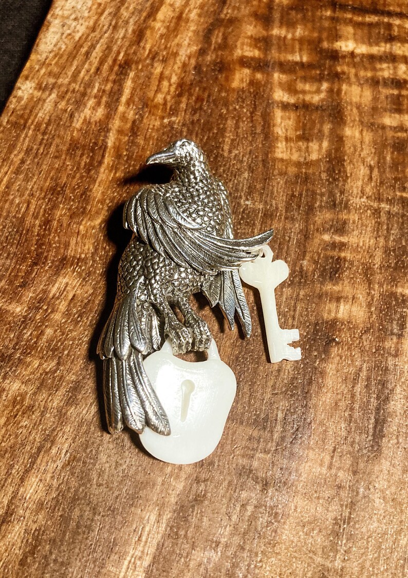 Goddess Designs / Detailed Raven With Bone Lock and Key to | Etsy