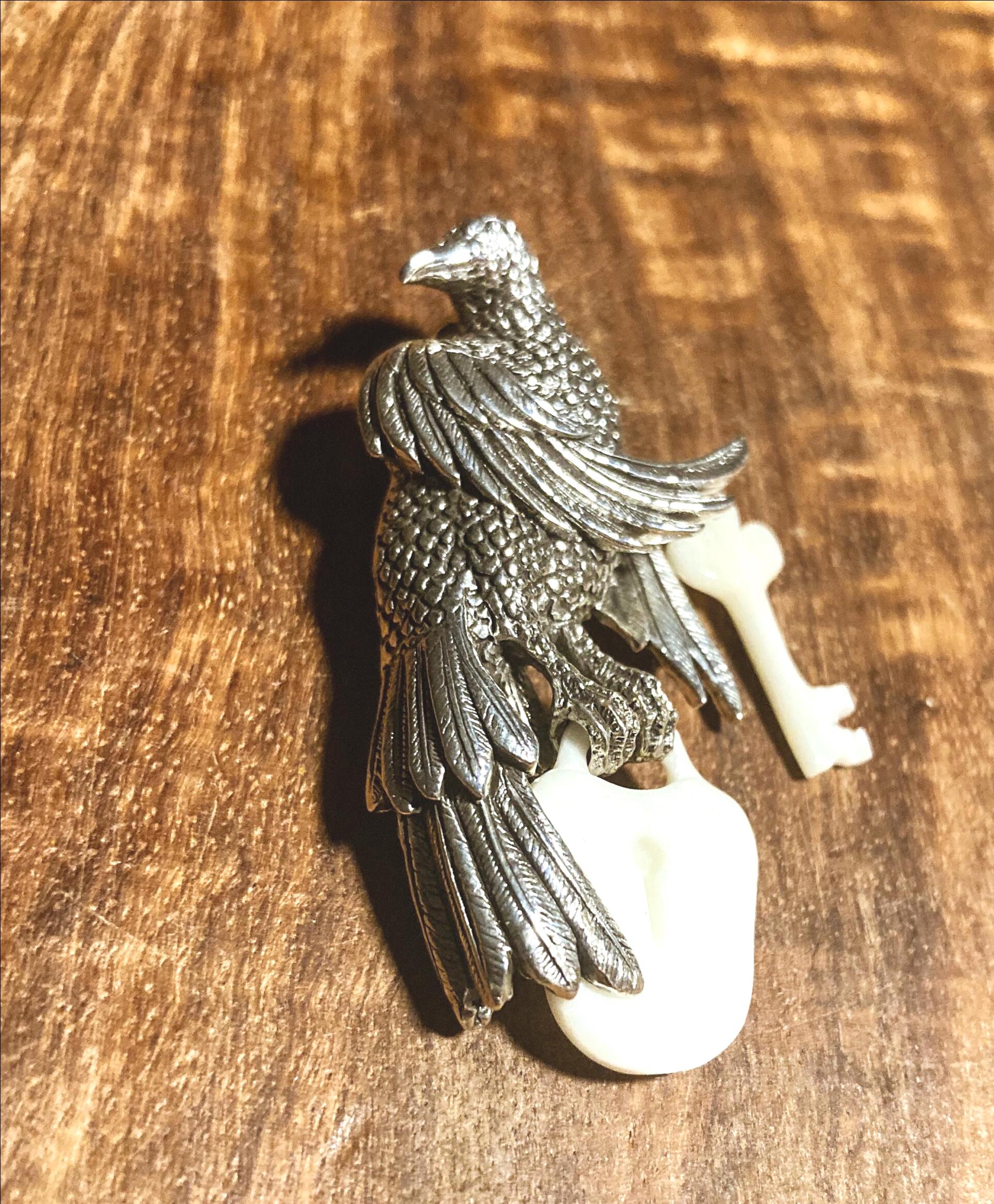Goddess Designs / Detailed Raven With Bone Lock and Key Solid Sterling ...