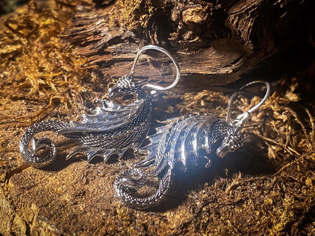 Goddess Designs / Detailed Dragons Sterling Silver Statement Earrings ...
