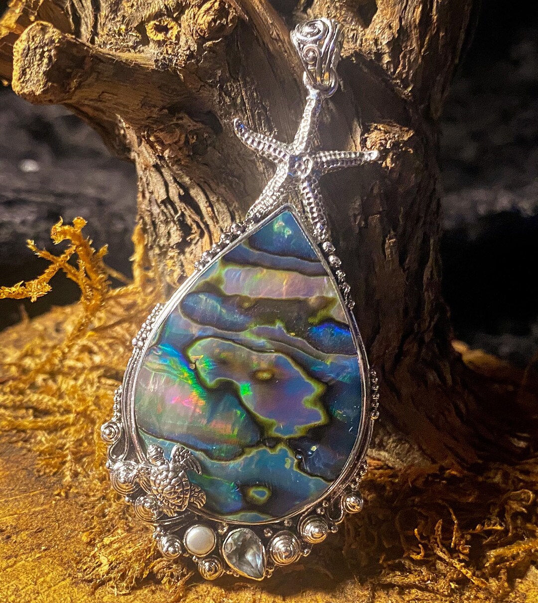Goddess Designs / Detailed Swimming Turtle and Starfish With Abalone ...