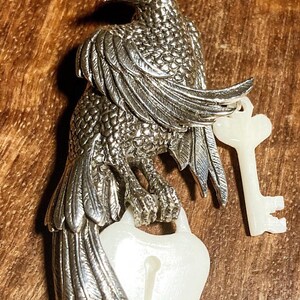 Goddess Designs / Detailed Raven With Bone Lock and Key Solid Sterling ...