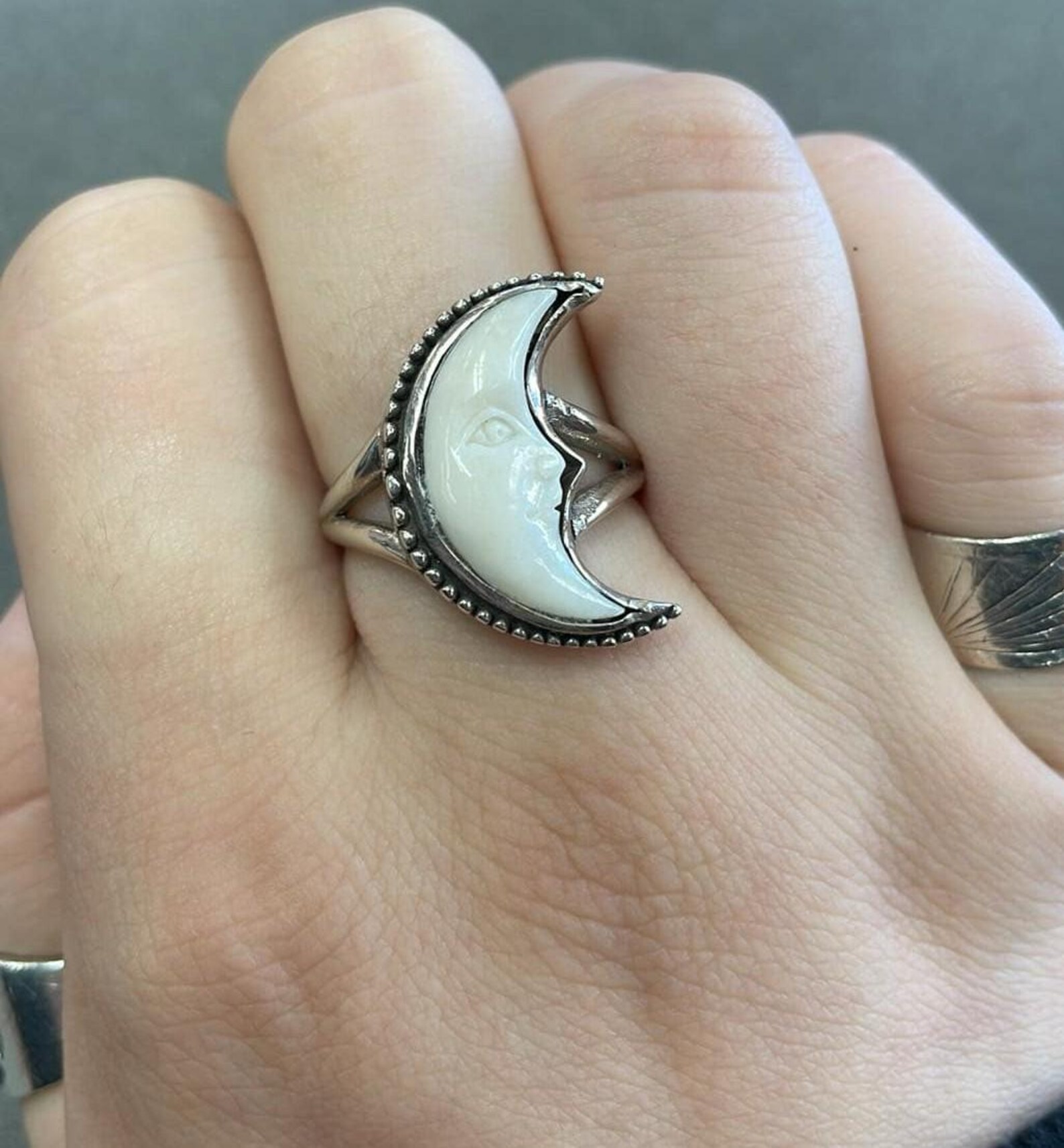Goddess Designs/detailed Crescent Moon Ring - Etsy
