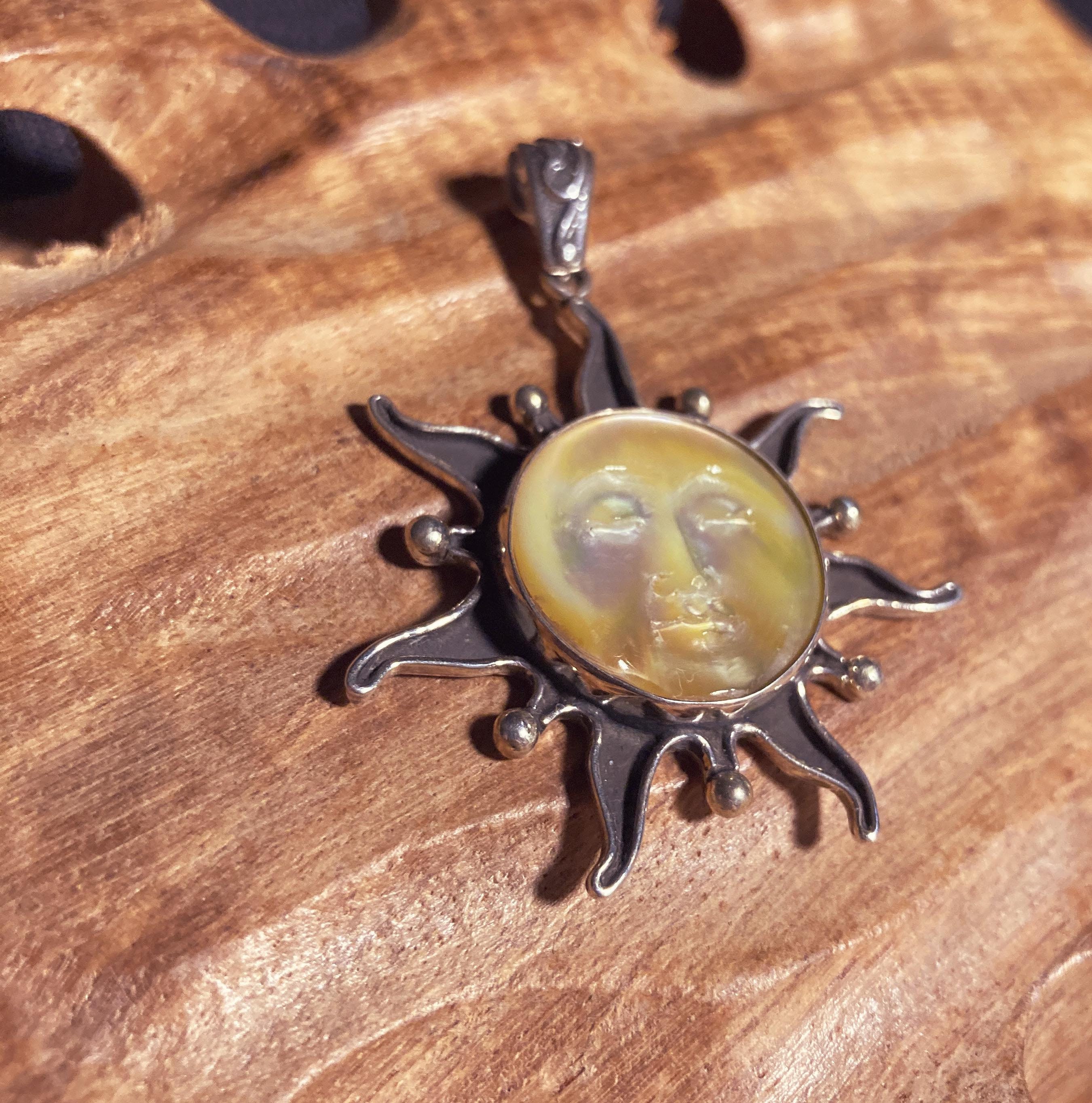Mother of Pearl Sun Sterling Silver Pendant - Etsy