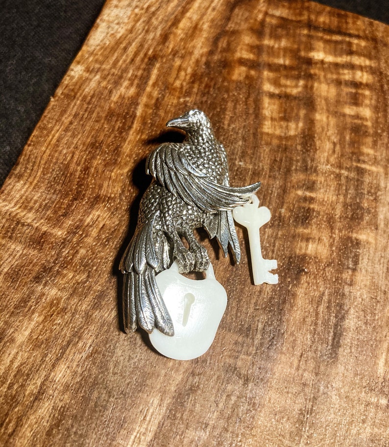 Goddess Designs / Detailed Raven With Bone Lock and Key to | Etsy