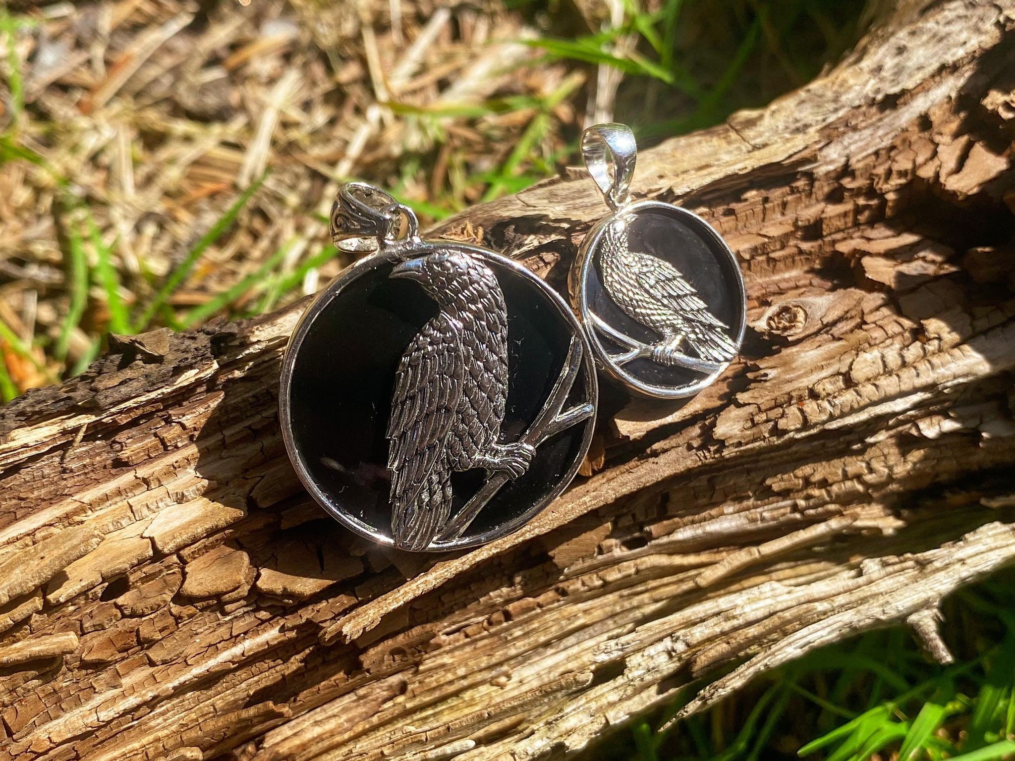 Goddess Designs / Detailed Ravens on Branches With Black Onyx - Etsy