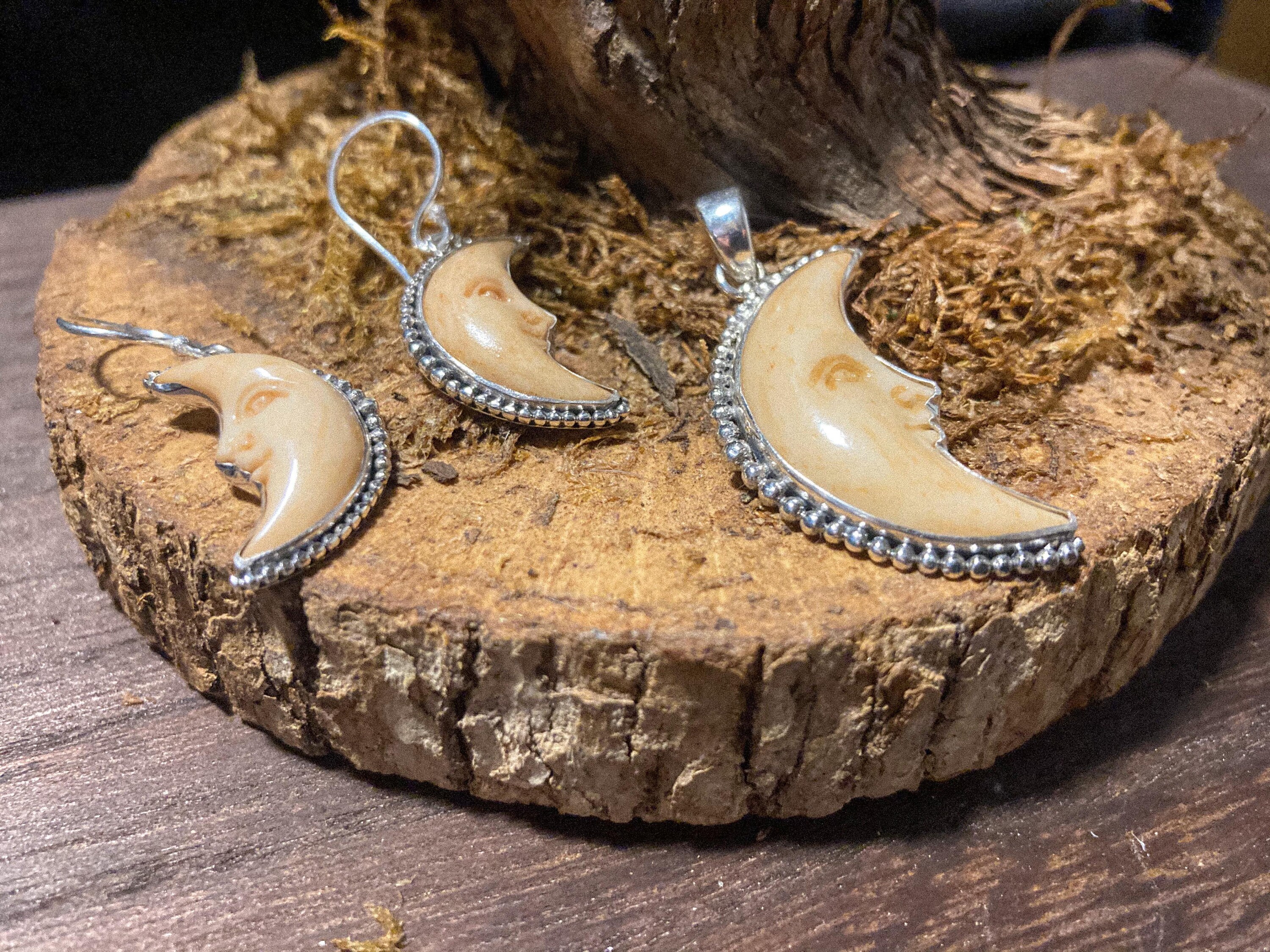 Goddess Designs / Detailed Hand Carved Bone Crescent Moon - Etsy