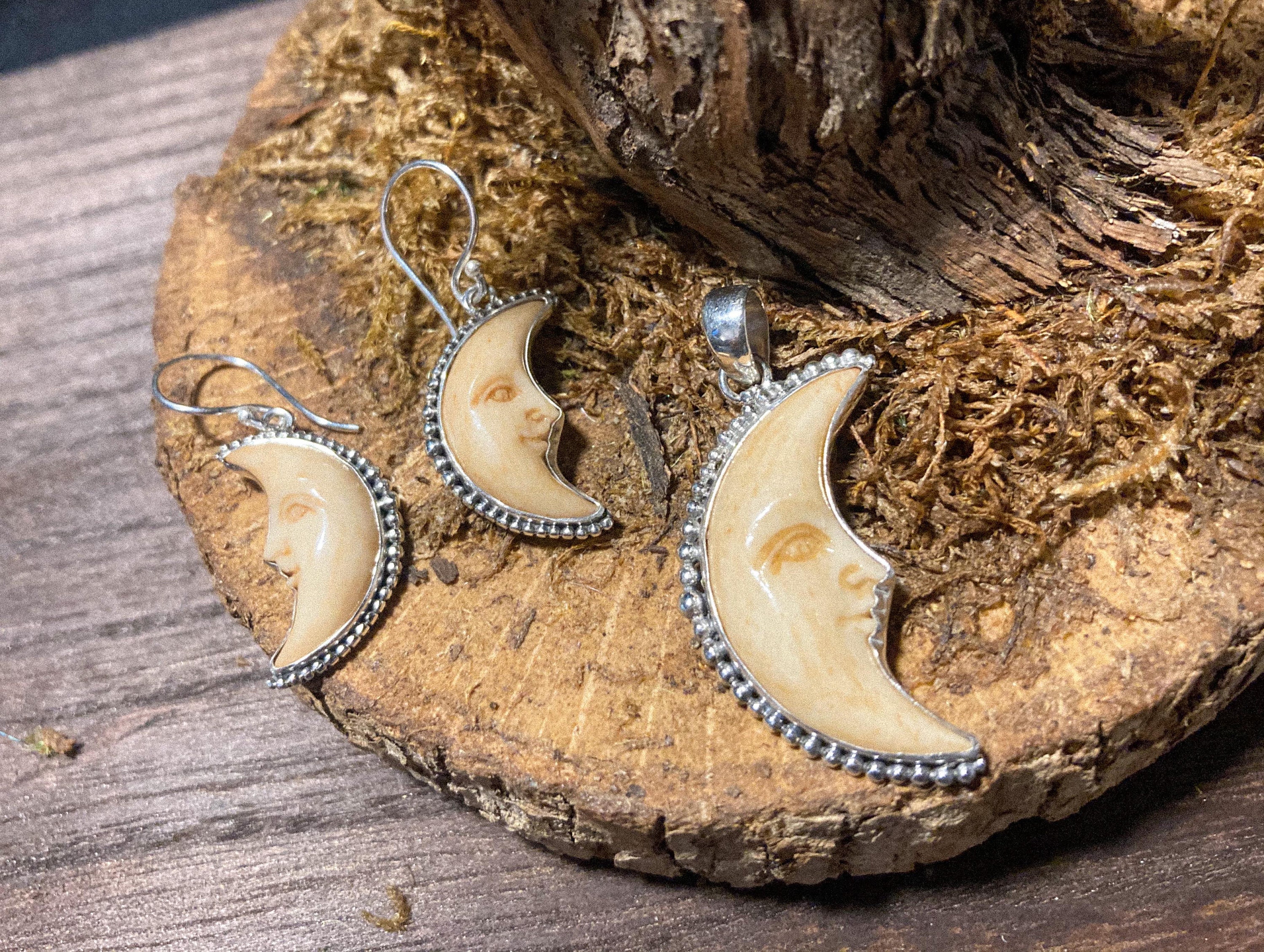 Goddess Designs / Detailed Hand Carved Bone Crescent Moon - Etsy