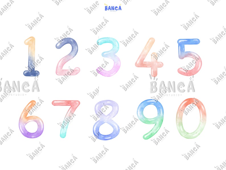 Watercolor Numbers Clipart, Colorful Rainbow Numbers Png, Learning ...