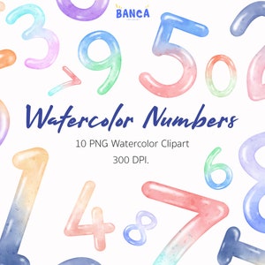 Watercolor Numbers Clipart, Colorful Rainbow Numbers Png, Learning ...