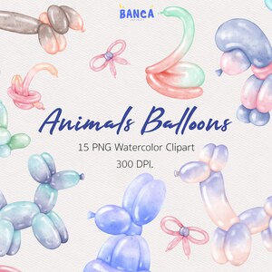Watercolor Animal Balloons Clipart, Balloon Clipart, Dog Balloon ...