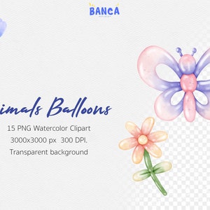 Watercolor Animal Balloons Clipart, Balloon Clipart, Dog Balloon ...