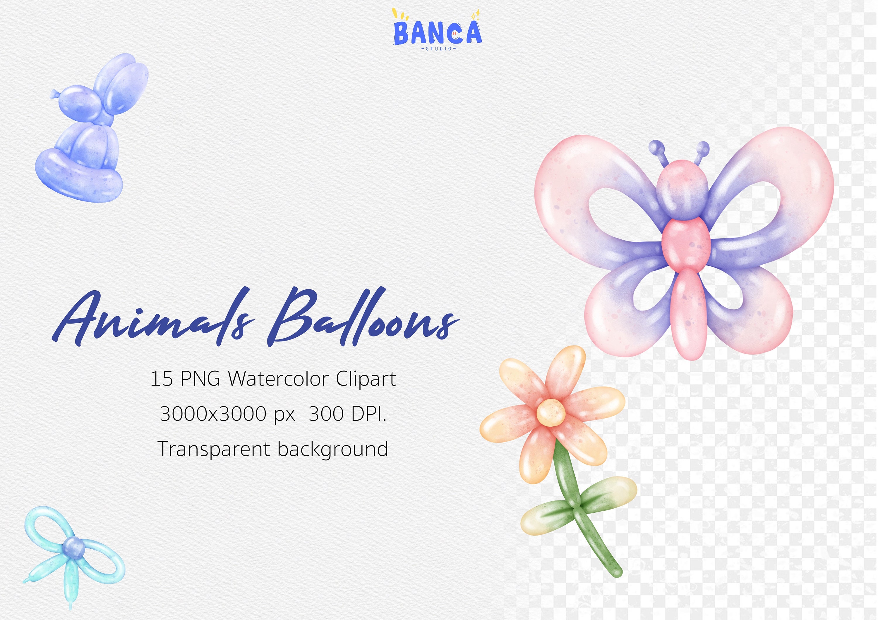 Watercolor Animal Balloons Clipart, Balloon Clipart, Dog Balloon ...