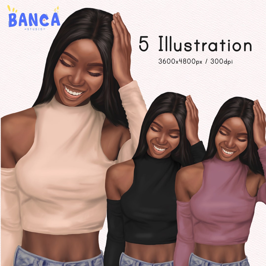 Black Girl Clipart, Black Woman Clipart Planner Cover, Illustration ...