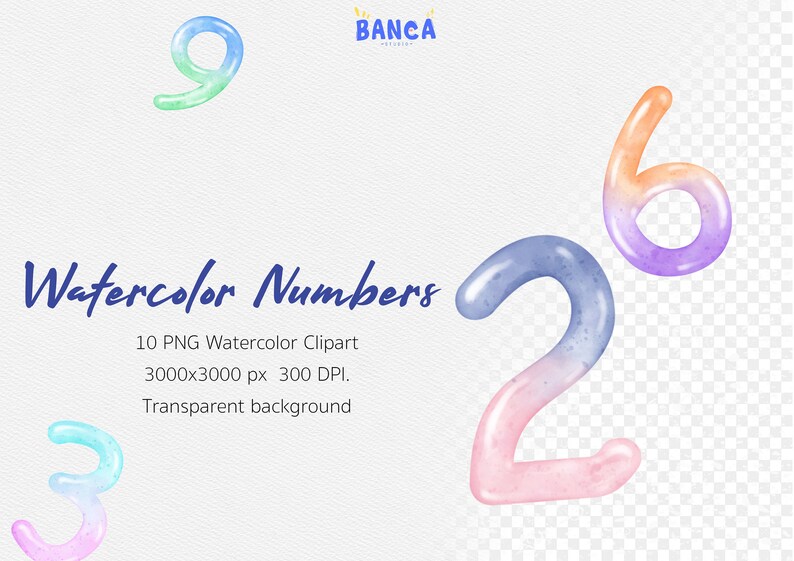 Watercolor Numbers Clipart, Colorful Rainbow Numbers Png, Learning ...