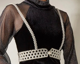 Pearl Body Chain Harness - Etsy