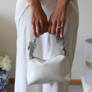 Crystal Mesh Bag, Rhinestone Bag, White Evening Purse, Bridal Purse ...