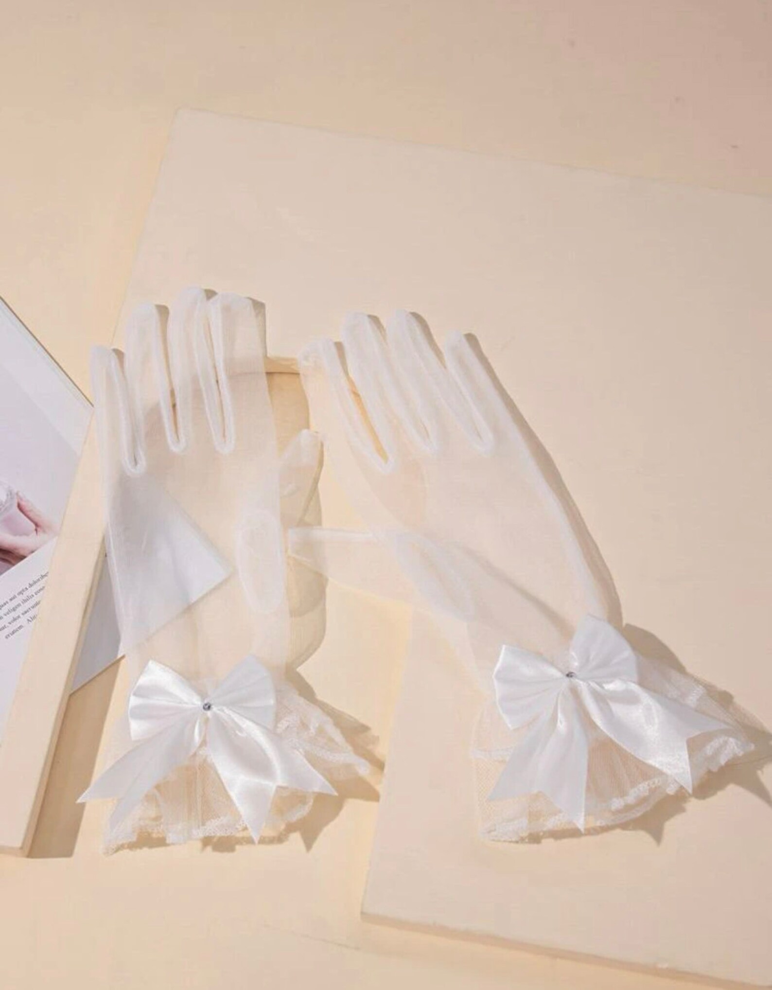 Wedding Gloves With Bow Bridal Gloves White Sheer Gloves - Etsy