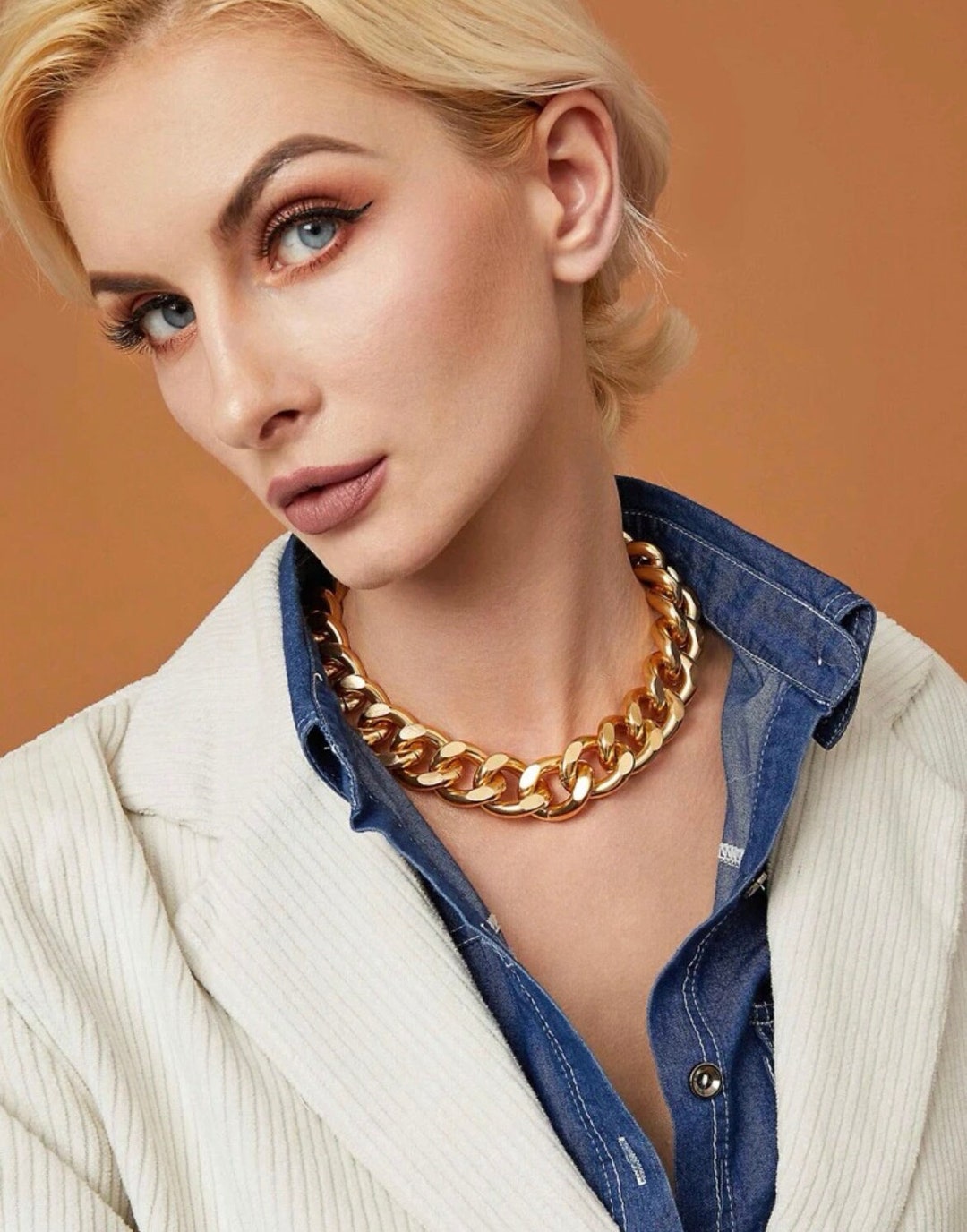 Thick Gold Chain Gold Chunky Chain Necklace Big Gold Chain - Etsy