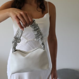 Crystal Mesh Bag, Rhinestone Bag, White Evening Purse, Bridal Purse ...