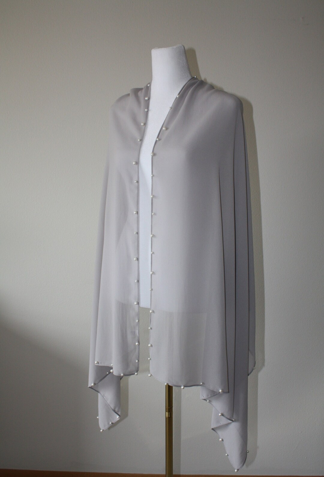 Evening Chiffon Stole, Pearl Wrap, Evening Pearl Shawl, Evening Cover ...
