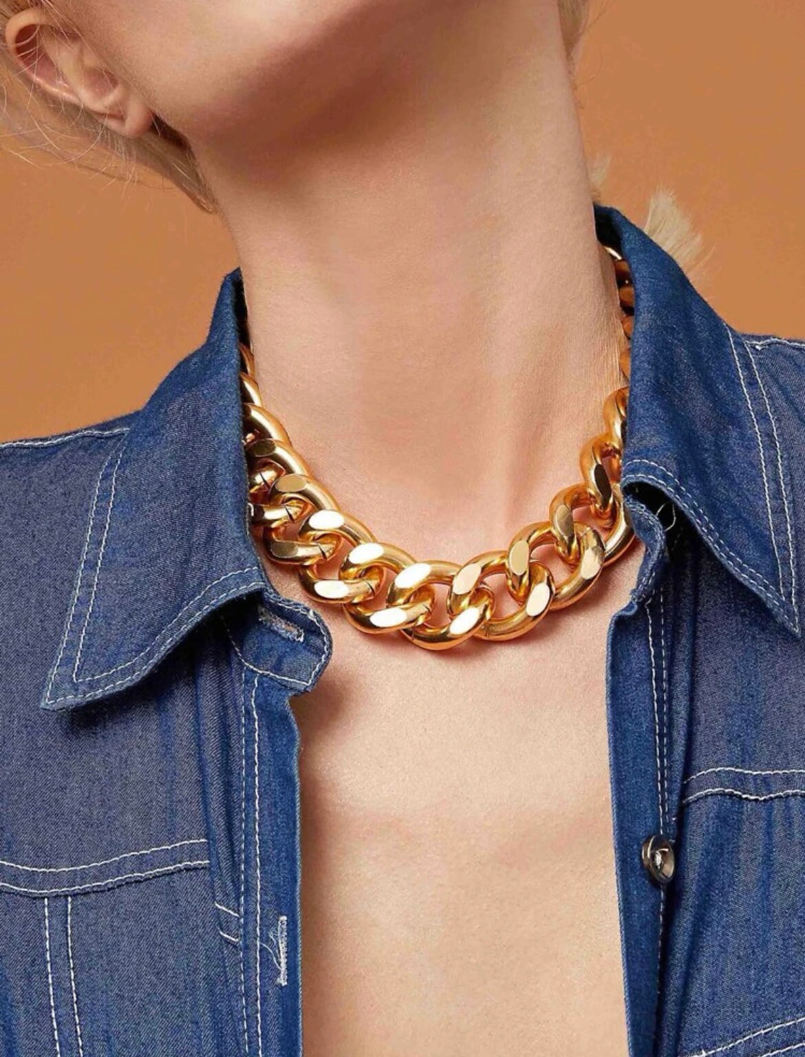 Thick Gold Chain Gold Chunky Chain Necklace Big Gold Chain - Etsy