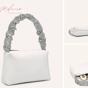 Crystal Mesh Bag, Rhinestone Bag, White Evening Purse, Bridal Purse ...