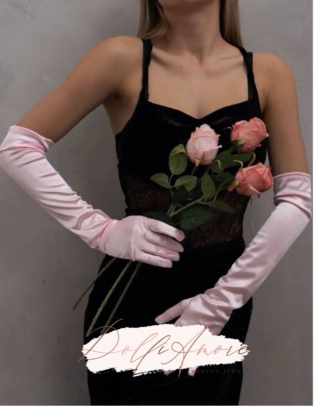 Long Pink Gloves, Pink Satin Gloves, Baby Pink Gloves, Long Satin ...