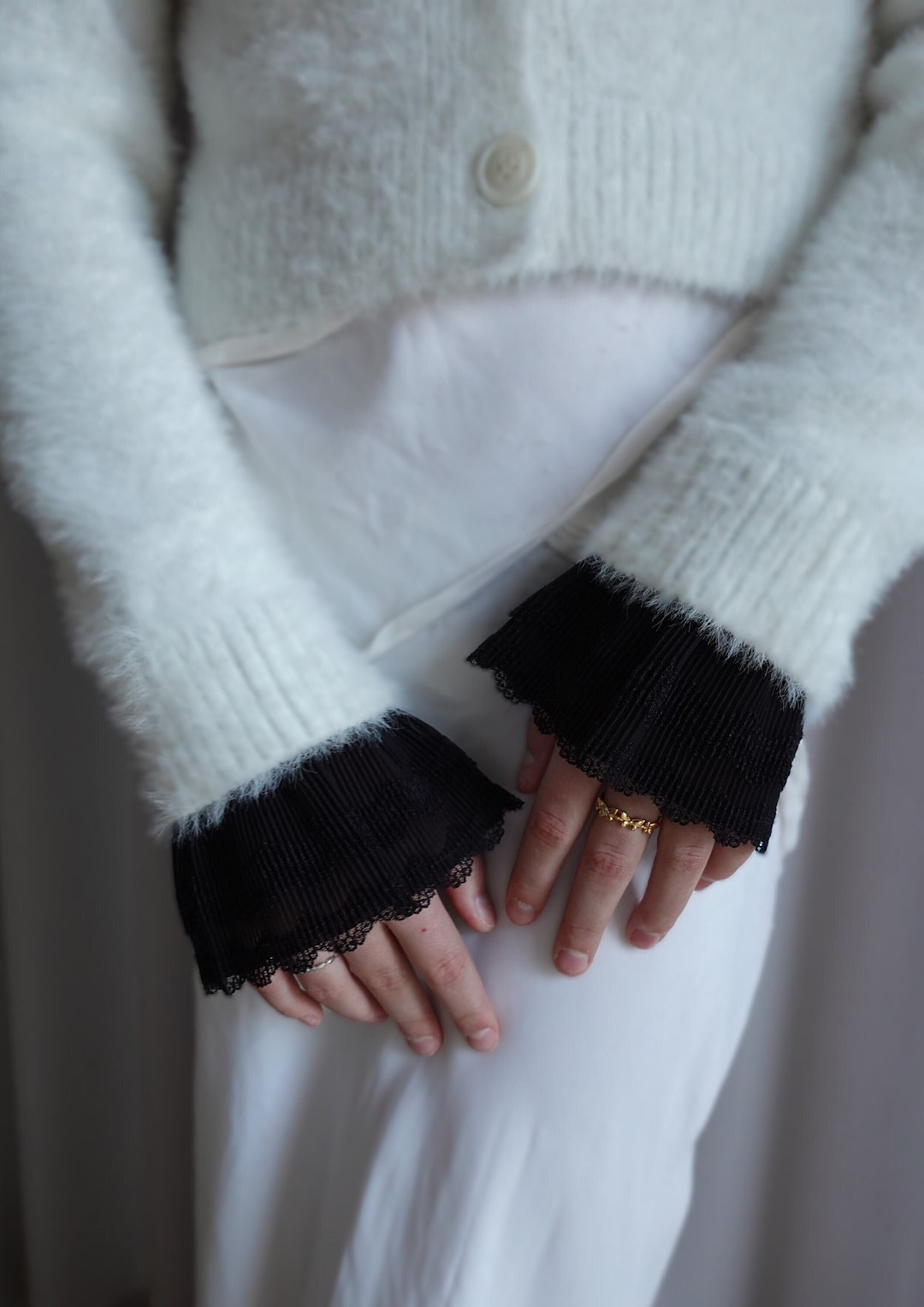 Black Lace Cuffs, Fake Cuffs, Fake Sleeves, Wrist Cuffs, Lolita Wrist ...