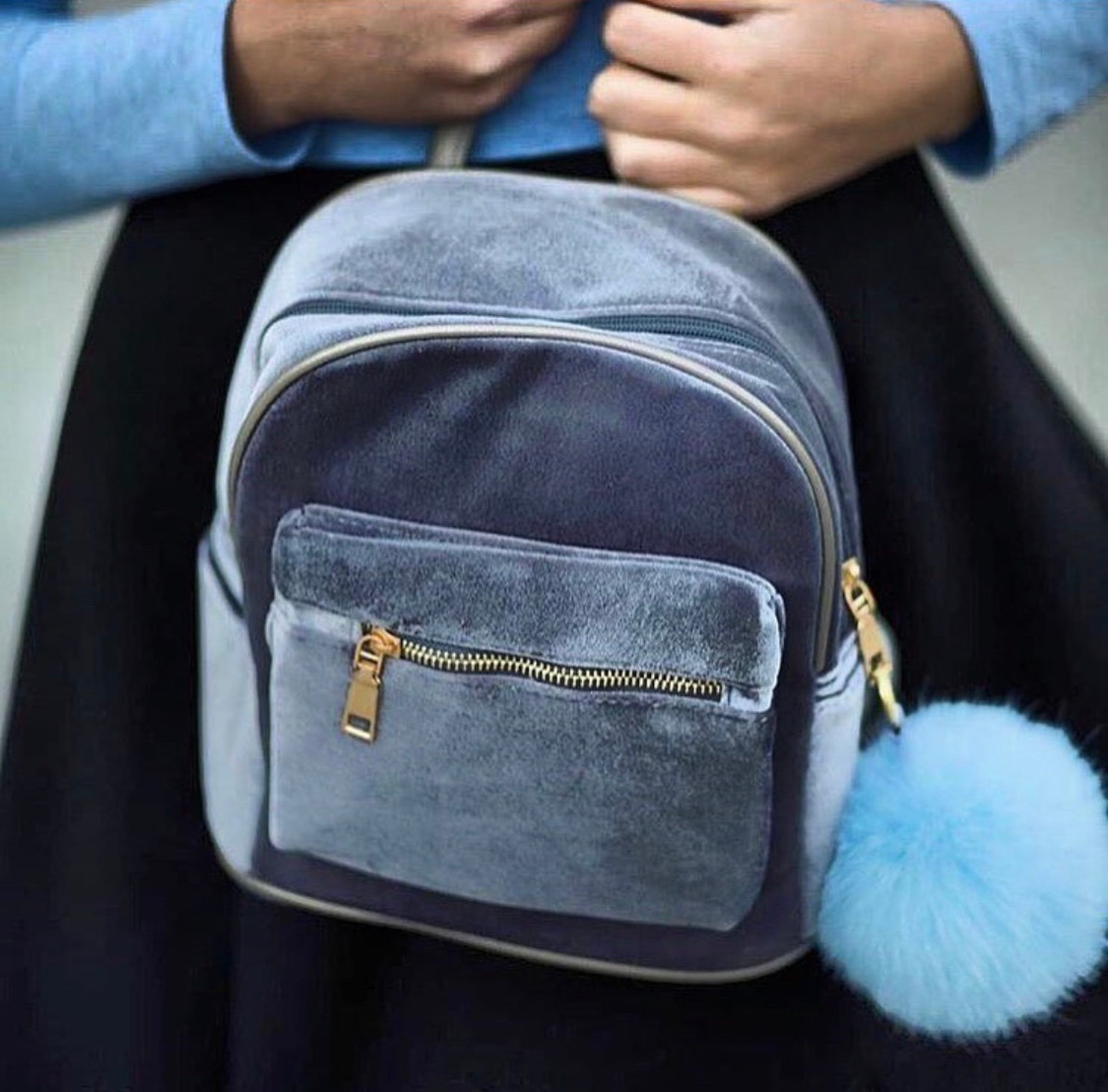 Silver Backpack Velvet Backpack Grey Backpack Women - Etsy