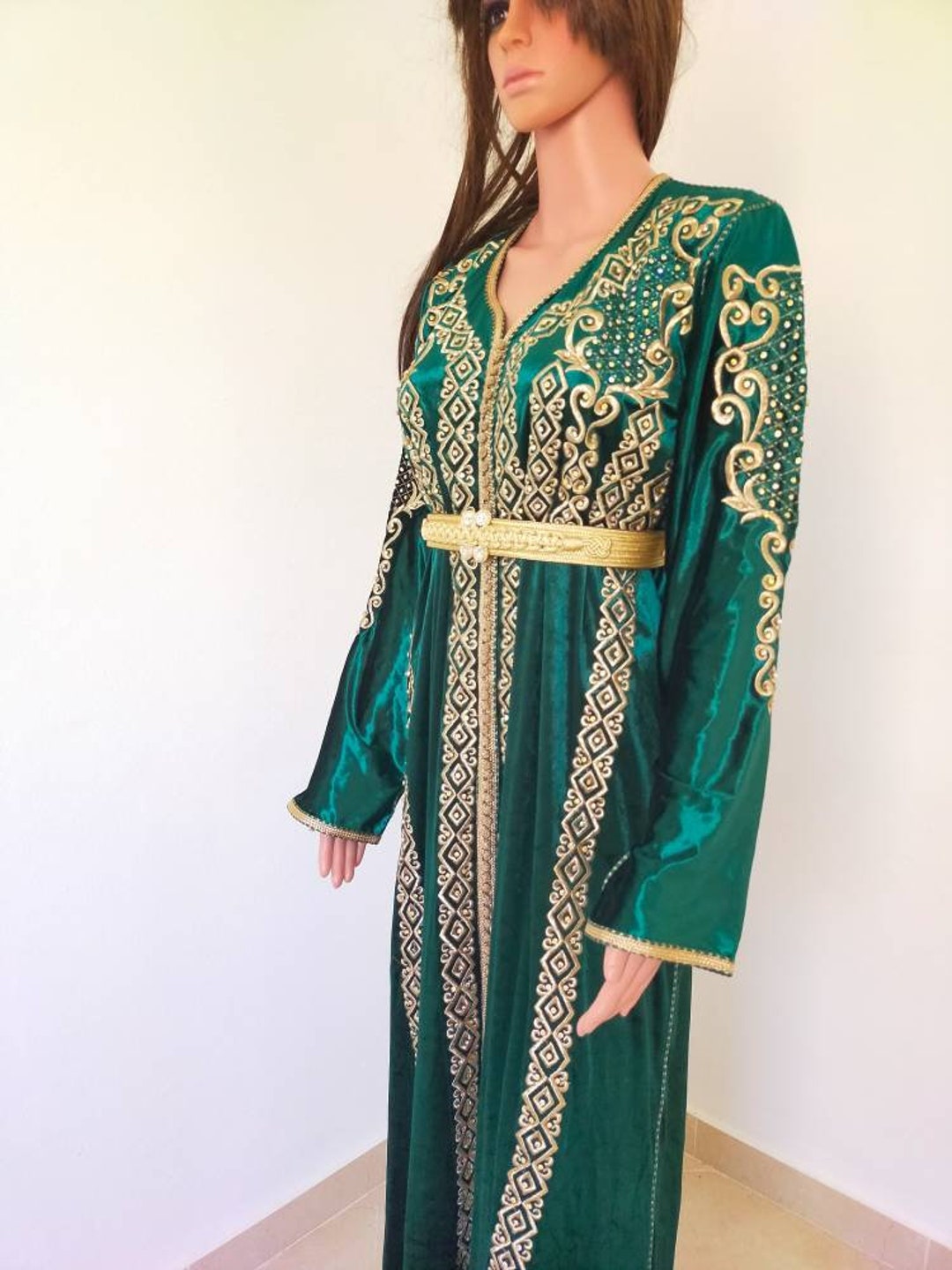 Green Moroccan Kaftan, Moroccan Dress, Islamic Dress, Henna Party ...
