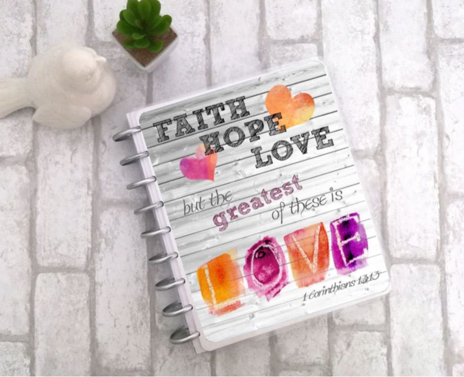 Faith Hope Love Disc Bound PLANNER COVER but the Greatest | Etsy
