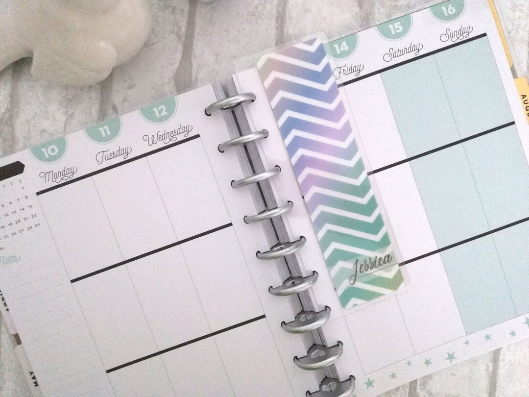 CUSTOM With Name Disc Bound BOOKMARK Pastel Chevron Galaxy - Etsy