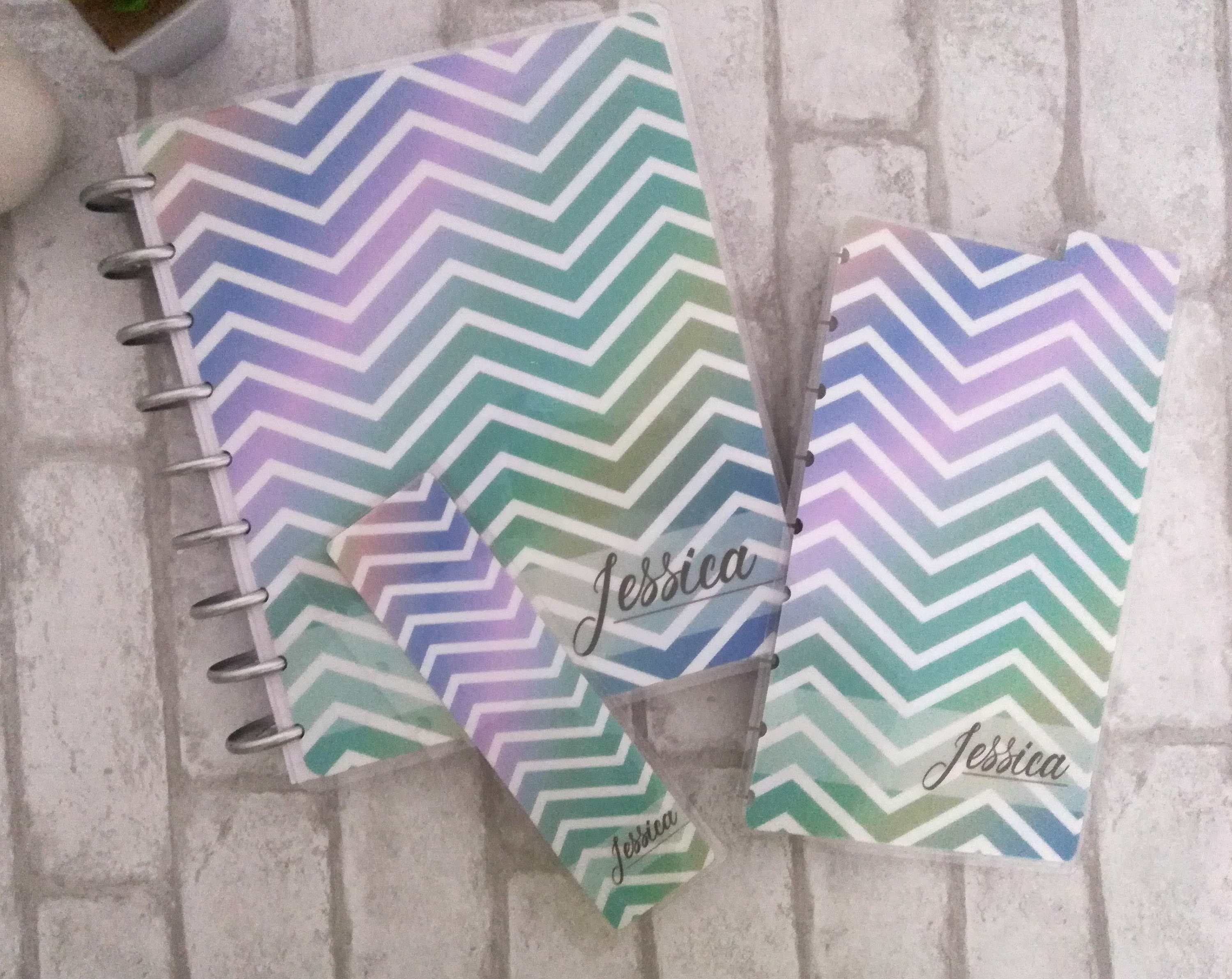 CUSTOM With Name Disc Bound BOOKMARK Pastel Chevron Galaxy | Etsy