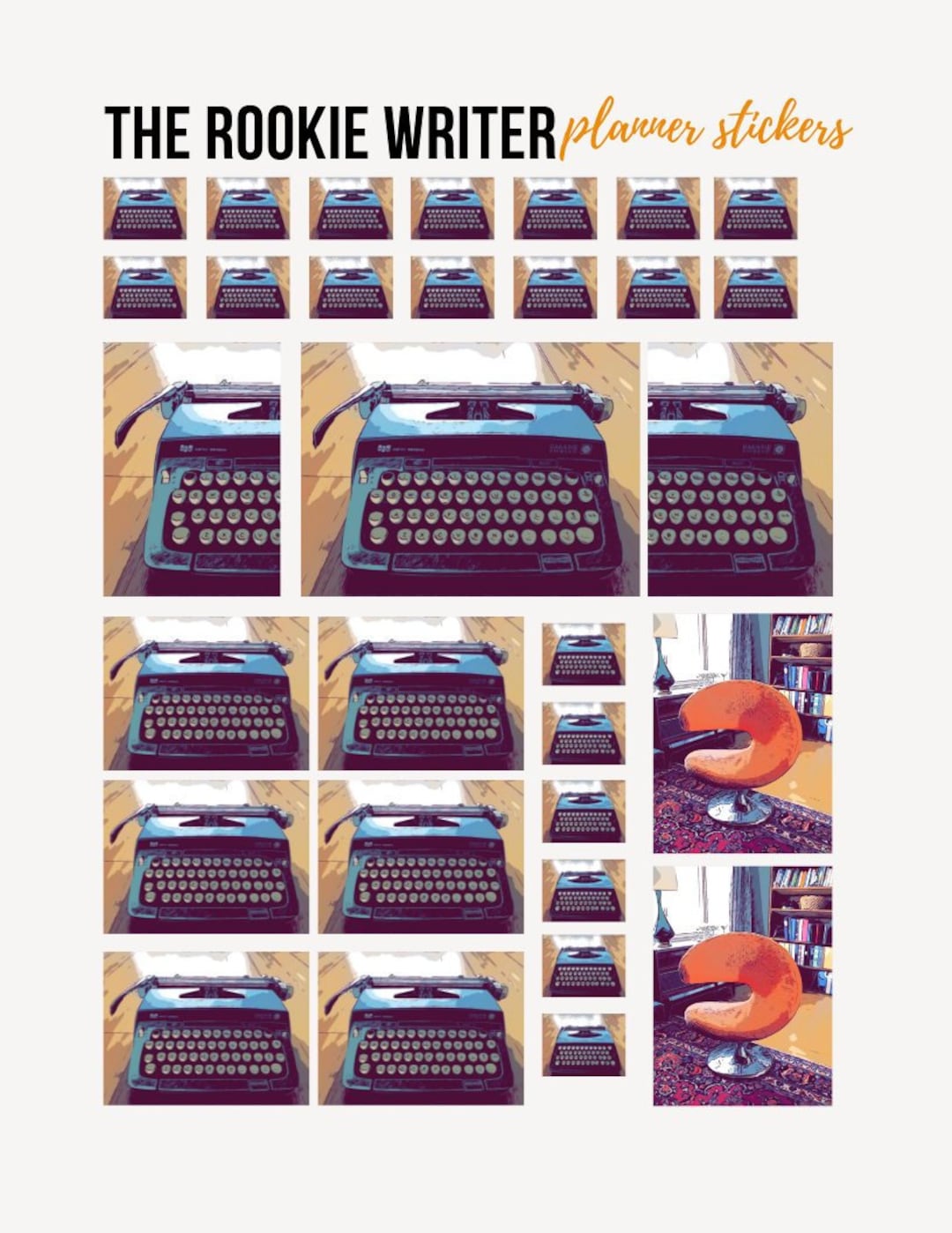 Printable Planner Stickers | Typewriter | Writer / Writing Stickers ...