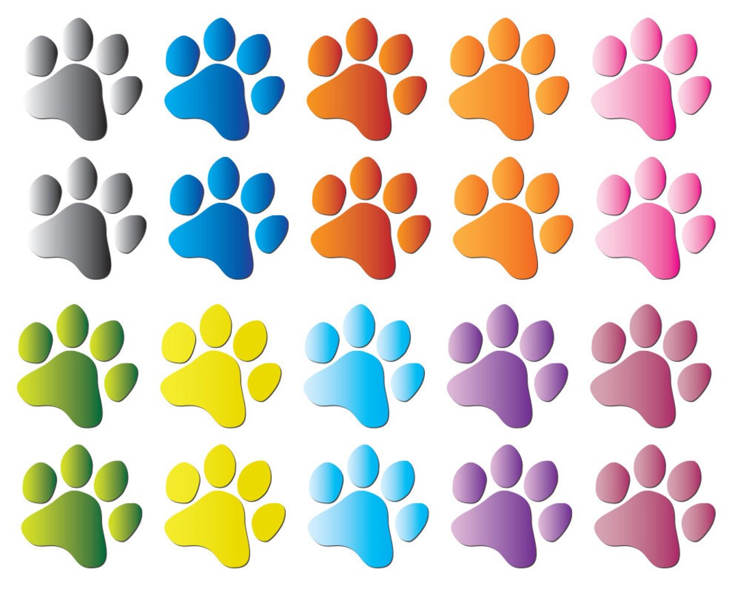 Gradient Colored Dog Paw Print Clip Art - Etsy