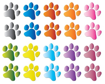 Dog Paw Print Clip Art. 18 Digital Dog's Paws Prints Digital Drawings ...