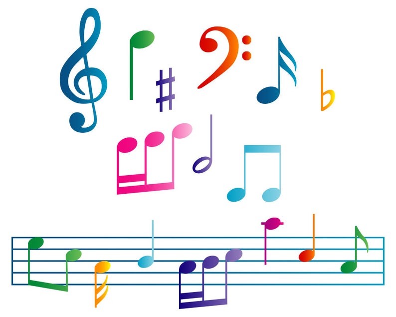 Color Music Note Clip Art - Etsy