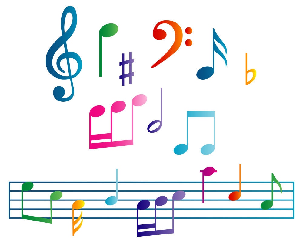 Color Music Note Clip Art - Etsy
