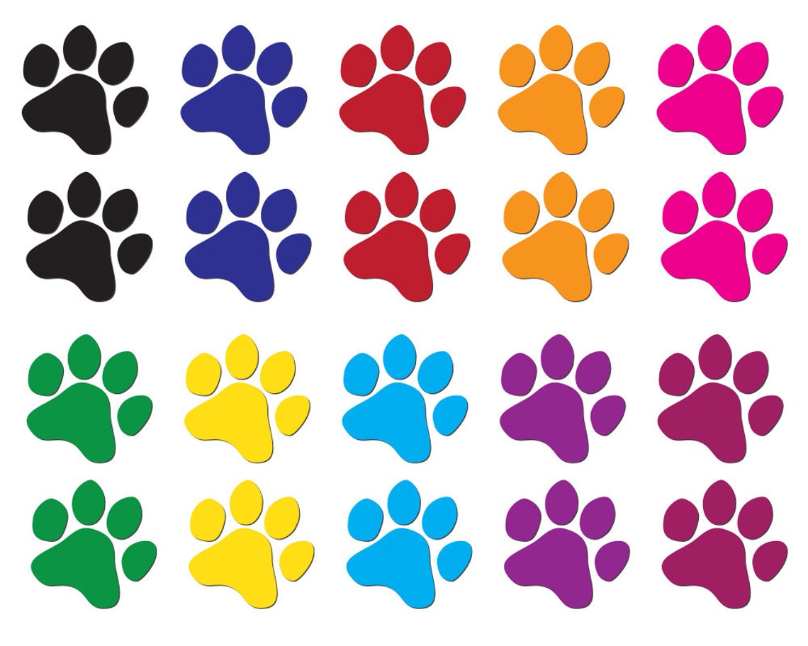 Solid Color Dog Paw Prints - Etsy