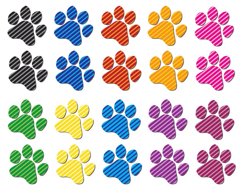 Striped Dog Paw Print Clip Art - Etsy
