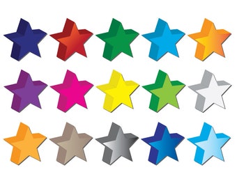 Stars Clipart: "stitched Star Clip Art" Digital Star Graphics, Rainbow ...
