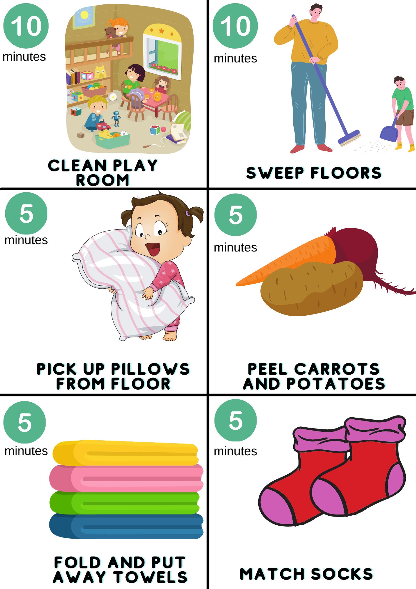 INSTANT DOWNLOAD 66 Printable Chore Cards for Screen Time, Daily ...