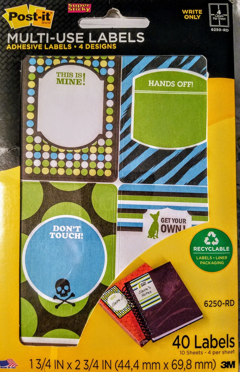 Funny Cute Hilarious Post It LABELS Hands Off, This is Mine, Don't ...