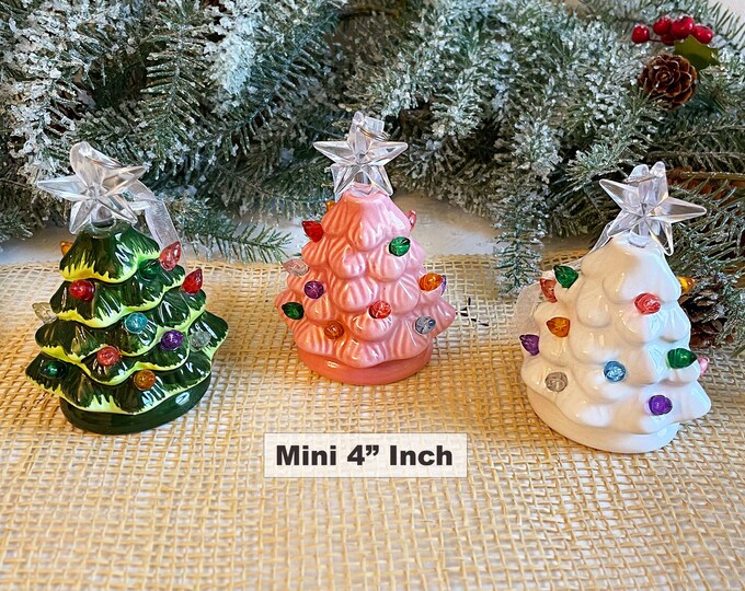 Mini Ceramic Light up Christmas Tree, Midcentury Retro Ornament ...